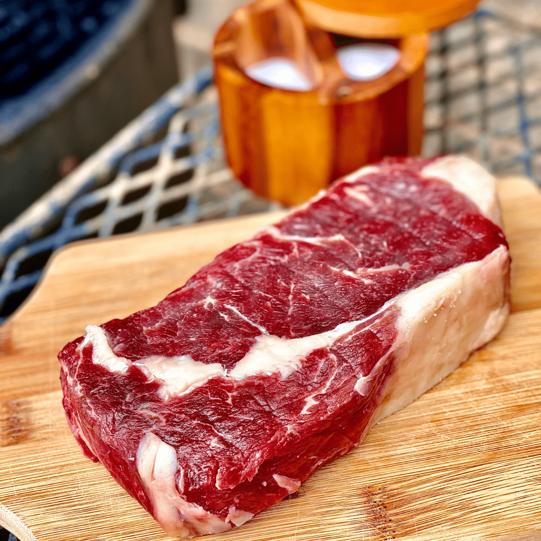 Dry Aged Black Angus Bone-Out Grain-Finished Ribeye Steak plus Wood Du